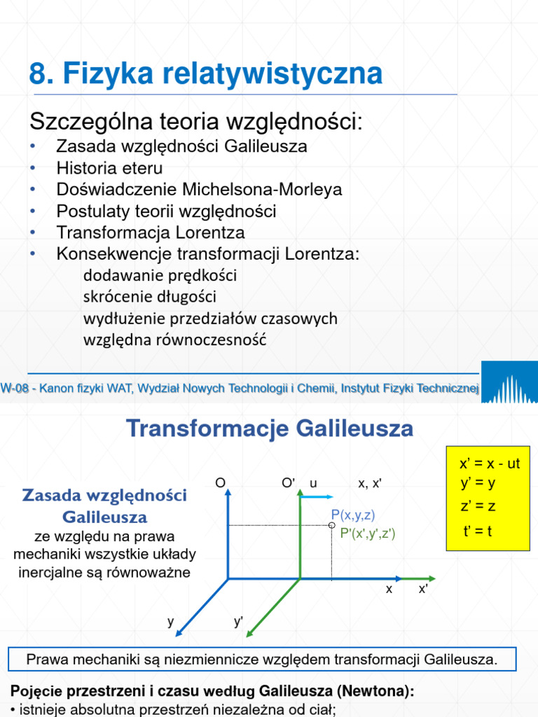 KF - 09 - 24 - OK - Fizyka Relatywistyczna Transformacje Lorentza | PDF