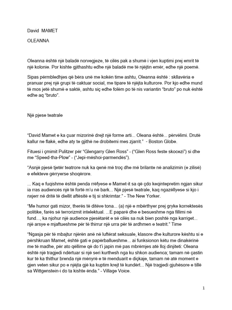 Oleana, e Plote, Mamet David-4 | PDF