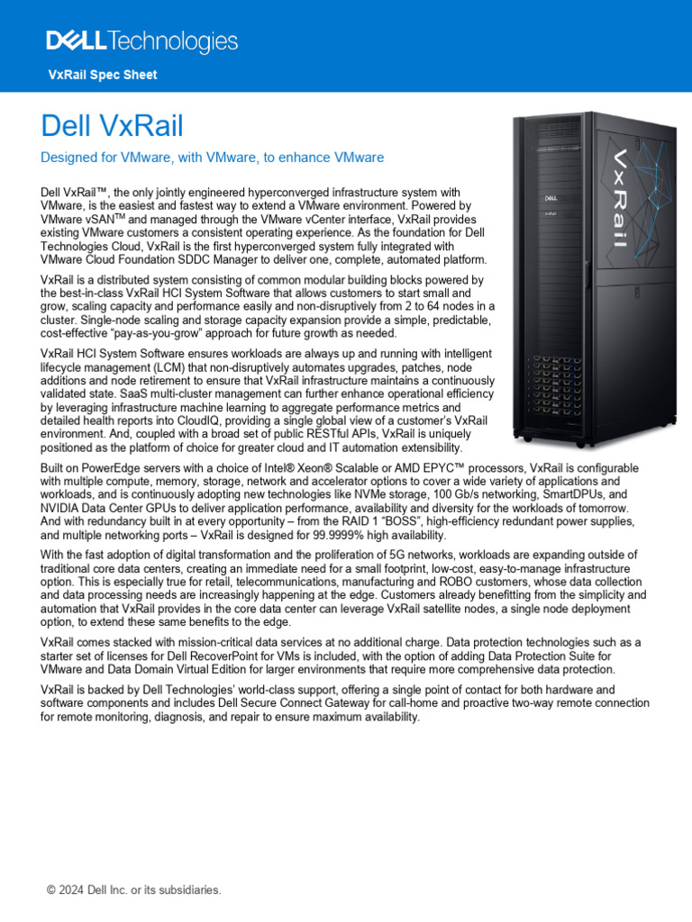 h16763 Vxrail Spec Sheet | PDF | Cloud Computing | Computer Cluster