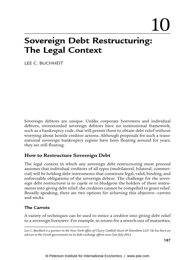 Buccheit, Sovereign Debt Restructuring, Legal Context Paper (1) - 2 ...