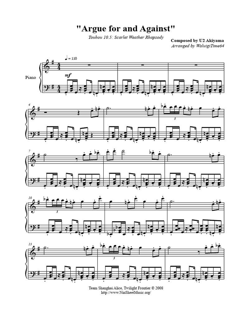 Touhou 105 Scarlet Weather Rhapsody - Argue For and Against | PDF ...