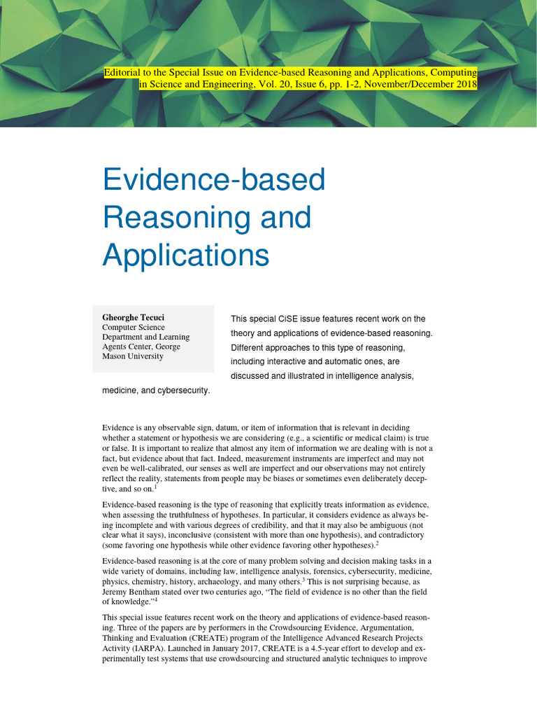 Evidence-Based Reasoning | Download Free PDF | Reason | Evidence