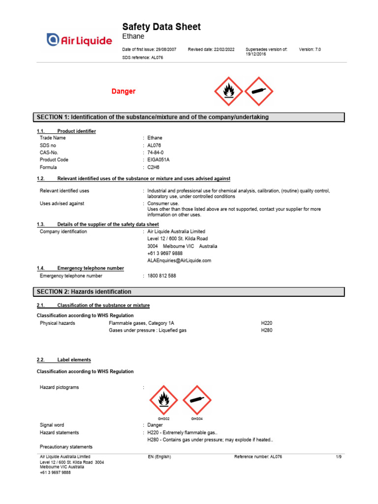 Ethane MSDS | Download Free PDF | Personal Protective Equipment | Fires