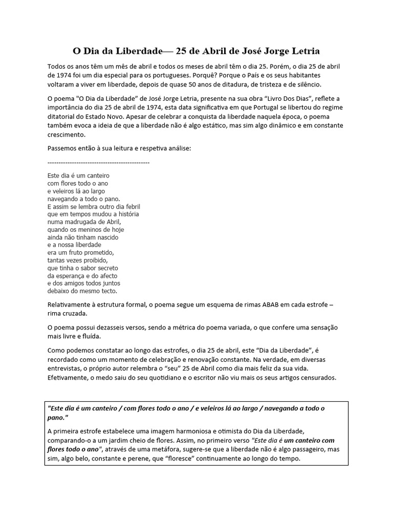 O Dia Da Liberdade - 25 de Abril | Download grátis PDF | Democracia ...