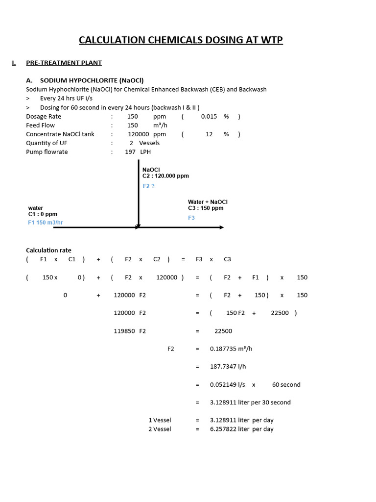 Chemical Dosing Calculations for WTP | PDF | Sodium Hydroxide ...