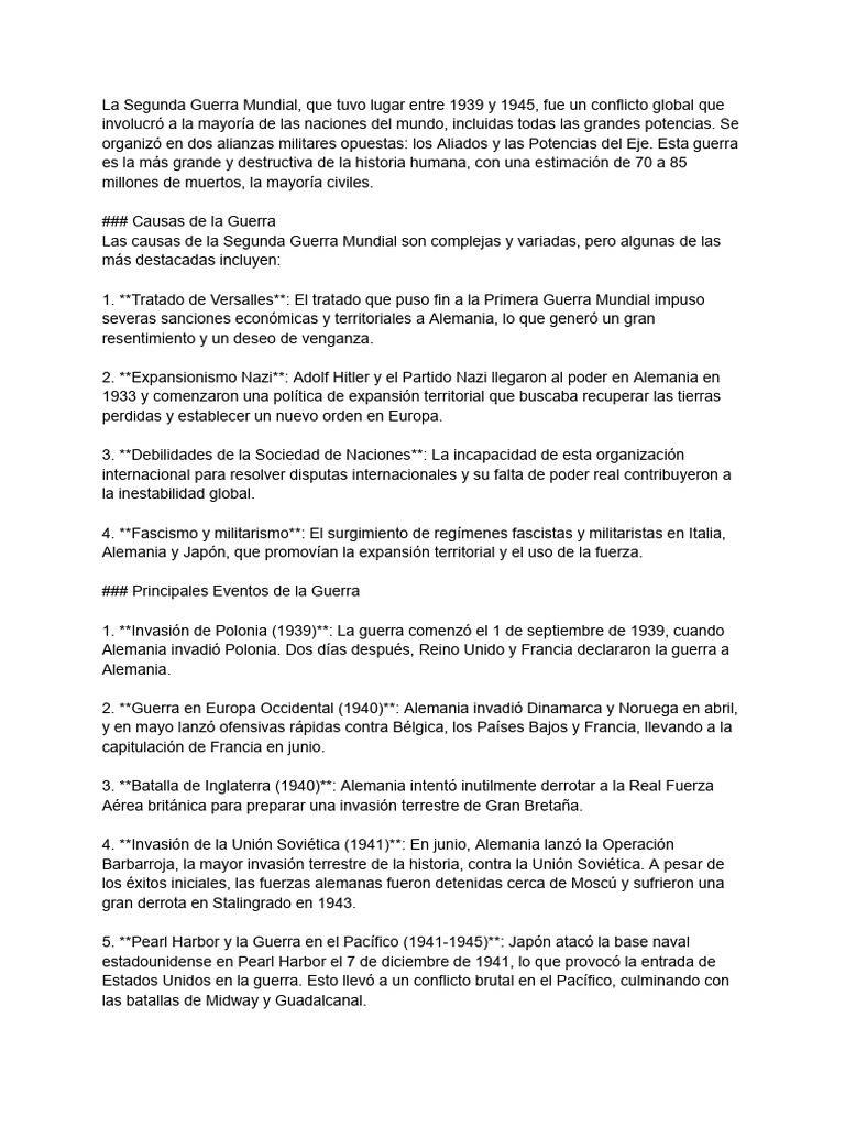 Historia de La Segunda Guerra Mundial y Que Paso | PDF | Alemania nazi ...