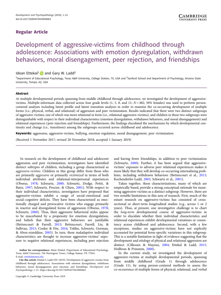 21p - Development of Aggressive-Victims From Childhood Through ...