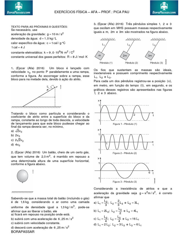 Questões de Física para AFA | PDF | Calor | Temperatura