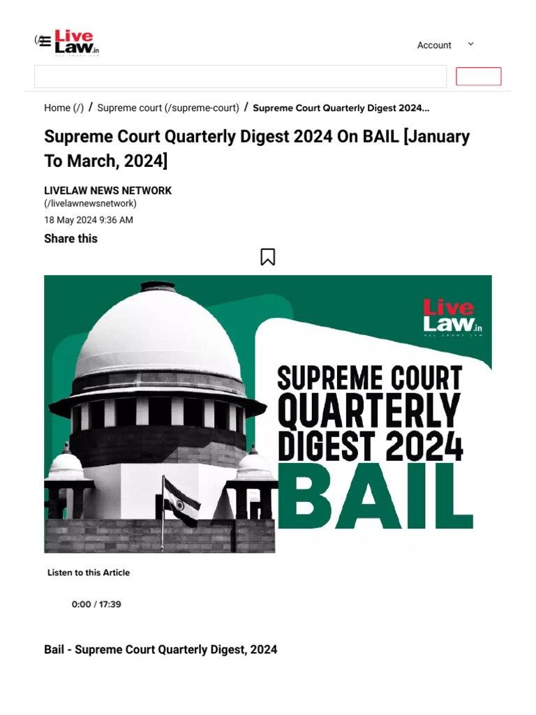 Supreme Court Bail Guidelines 2024 | PDF | Bail | Criminal Procedure In ...