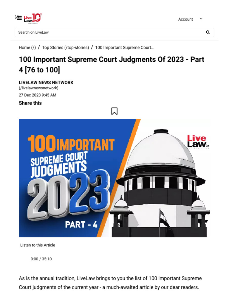 2023 Supreme Court Judgments Part 4 | PDF | Bail | Supreme Court Of The ...