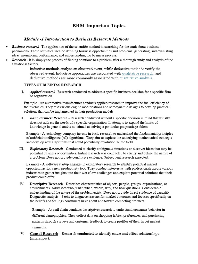 Important Questions BRM | PDF | Methodology | Pragmatism