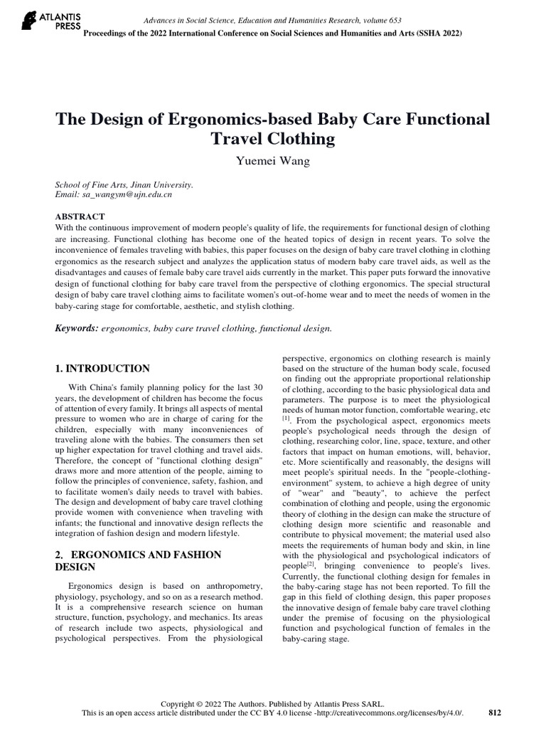 The Design of Ergonomics-Based Baby Care Functional Travel Clothing ...