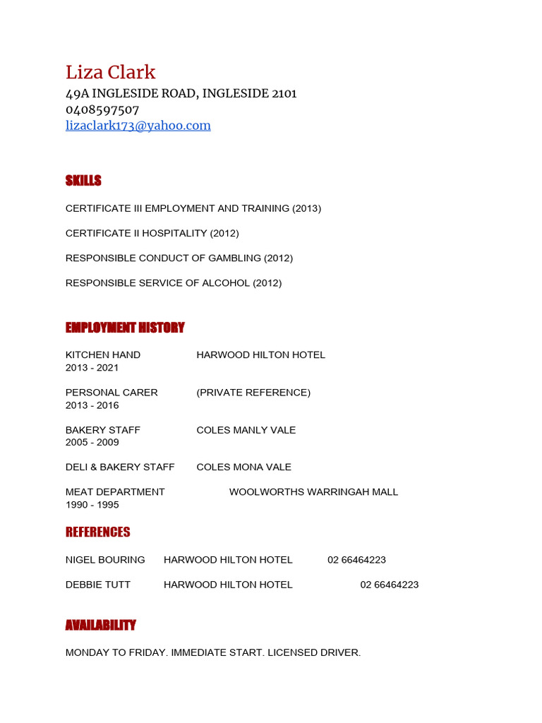 Liza Clark Resume | PDF