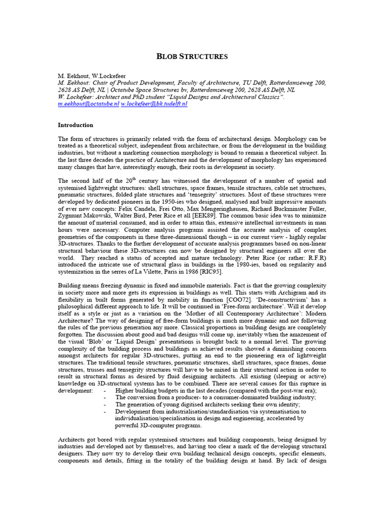 Blob Structures in Modern Architecture | PDF