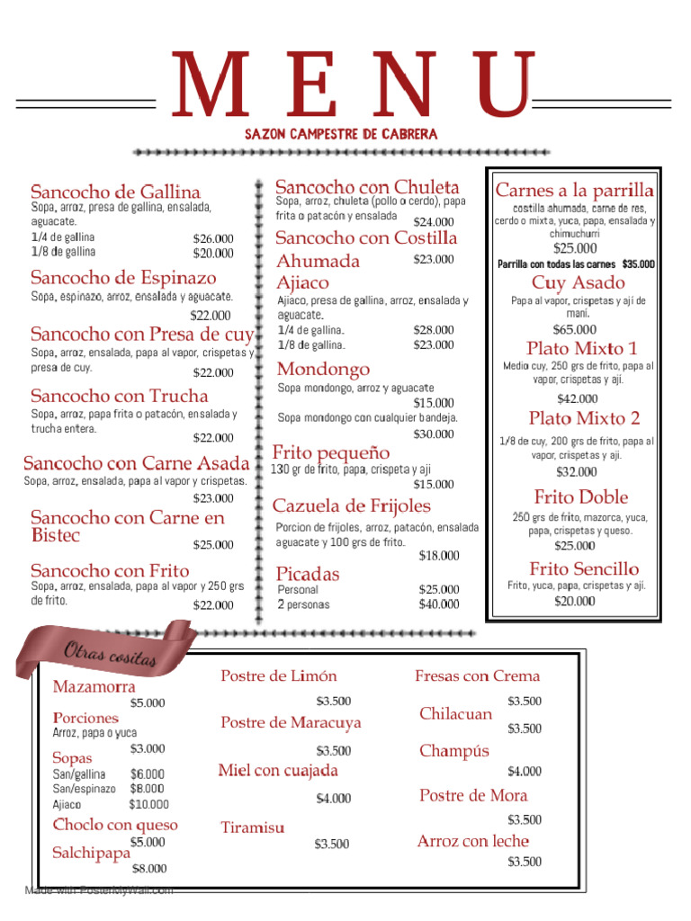 Menu Resta | PDF