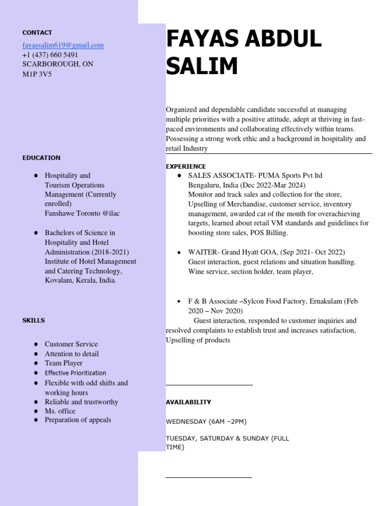 Fayas Resume | PDF
