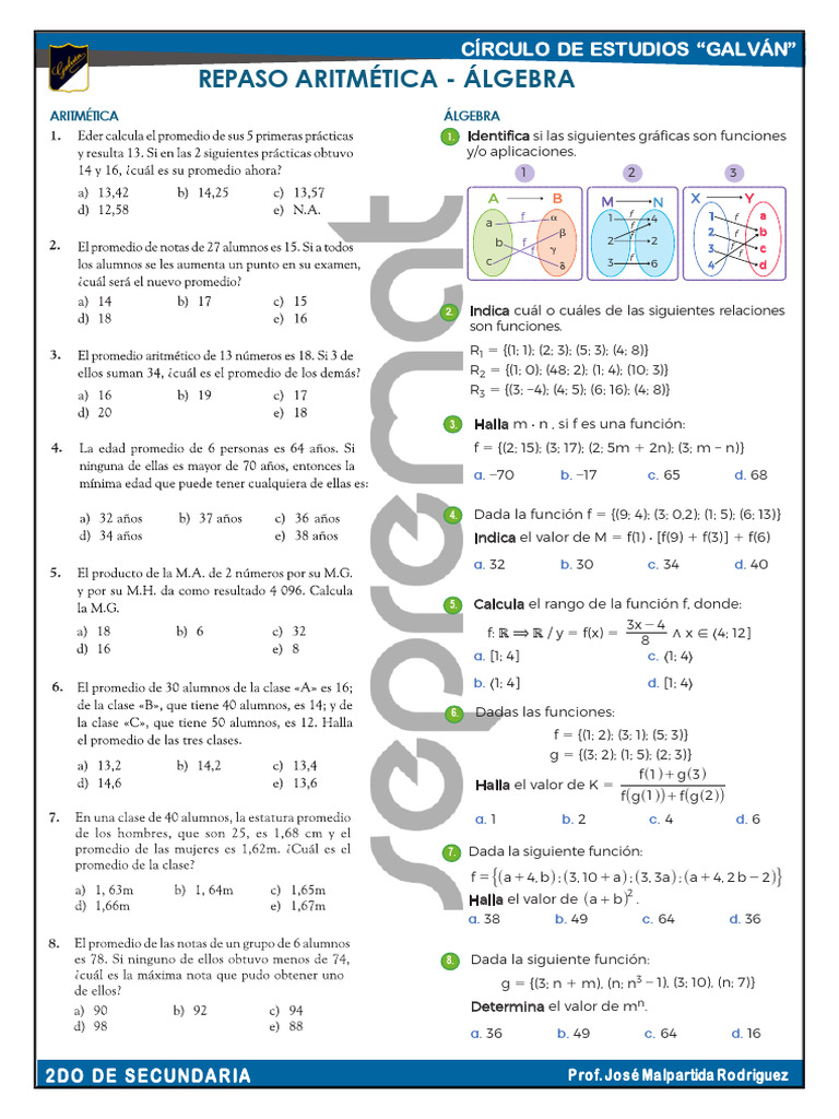 16avo - Circulo 2do Secundaria | PDF | Matemáticas