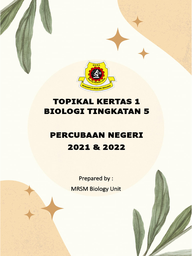 Jawapan Topikal Kertas 1 Tingkatan 5 | PDF | Evolutionary Biology ...