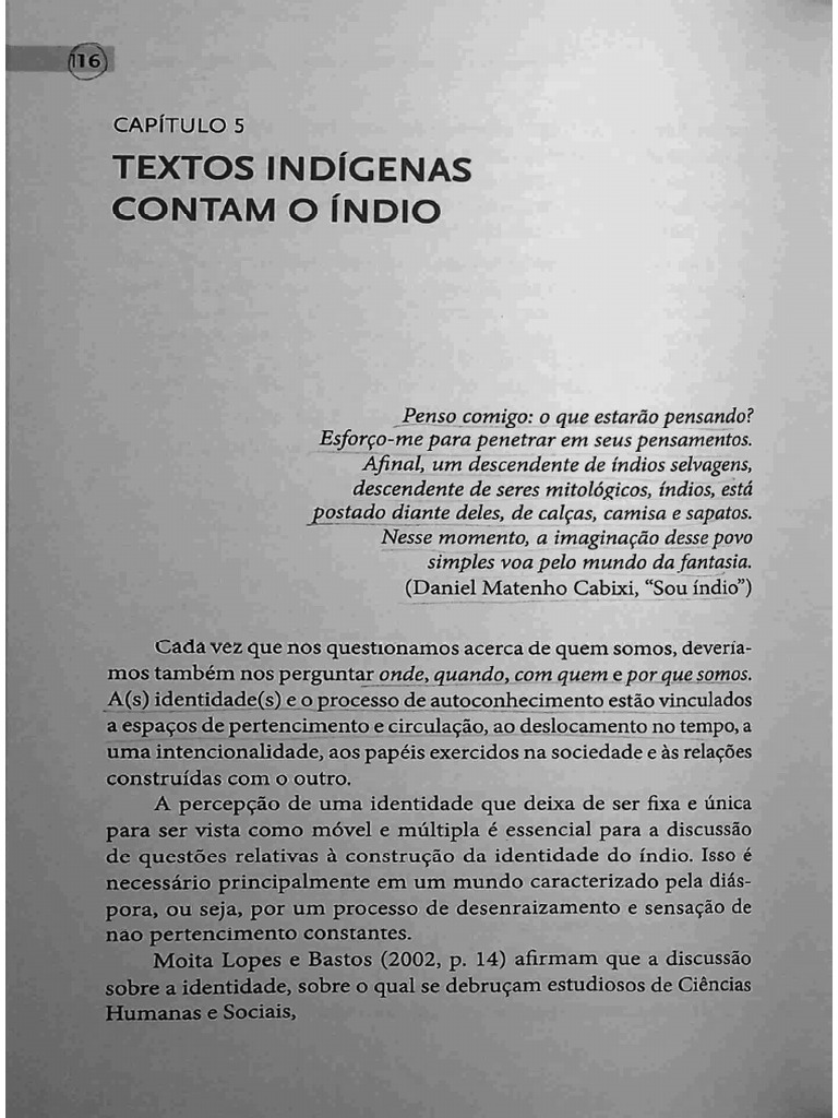 Capítulo 05 – Textos Indígenas Contam o Índio | PDF