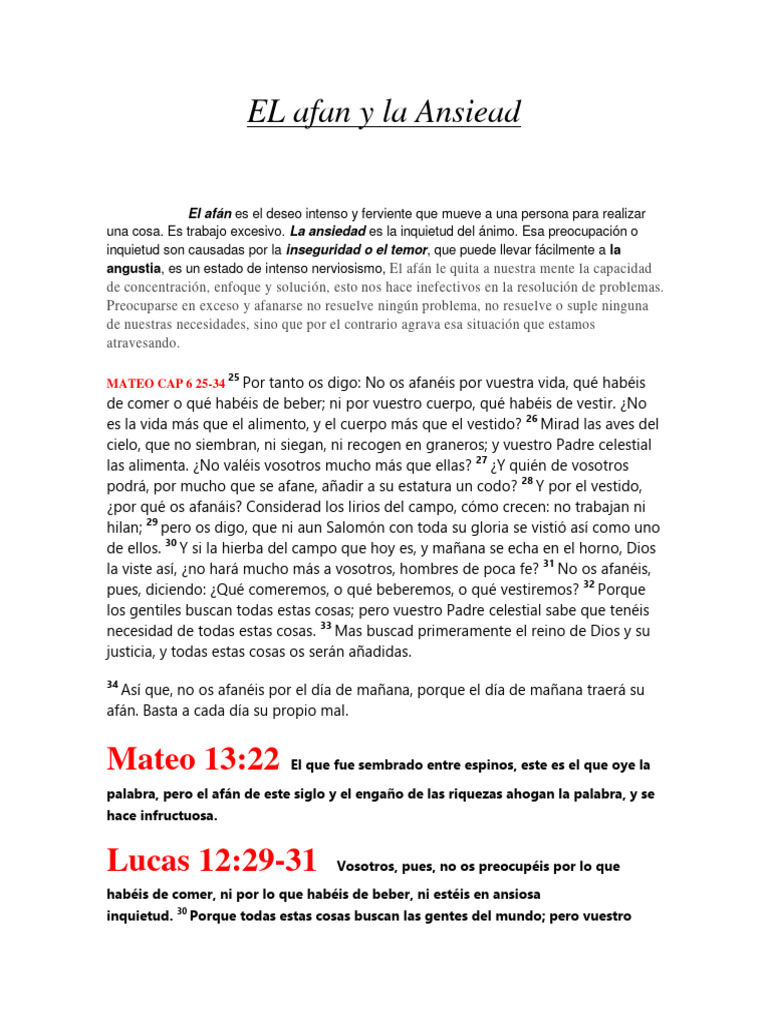 Afán y Ansiedad: Superando Inquietudes | PDF | Religión y espiritualidad