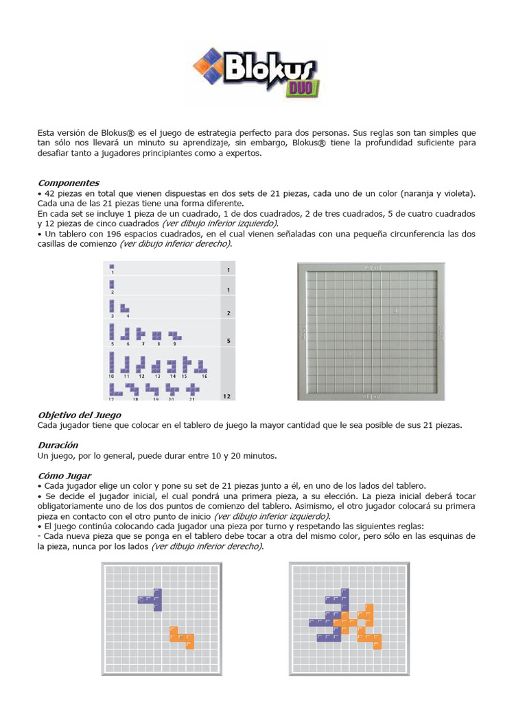 Blokus Duo | PDF | Estrategia de ajedrez | Juegos de mesa