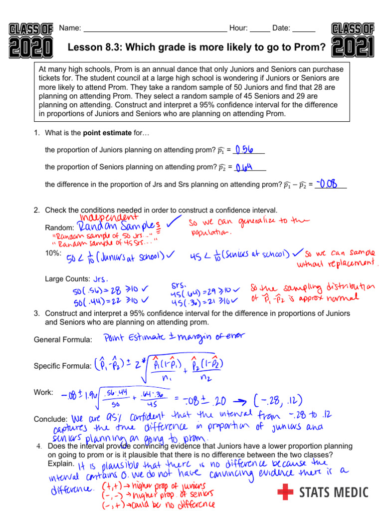 Stats Medic - Confidence Interval For A Difference in Proportions ...
