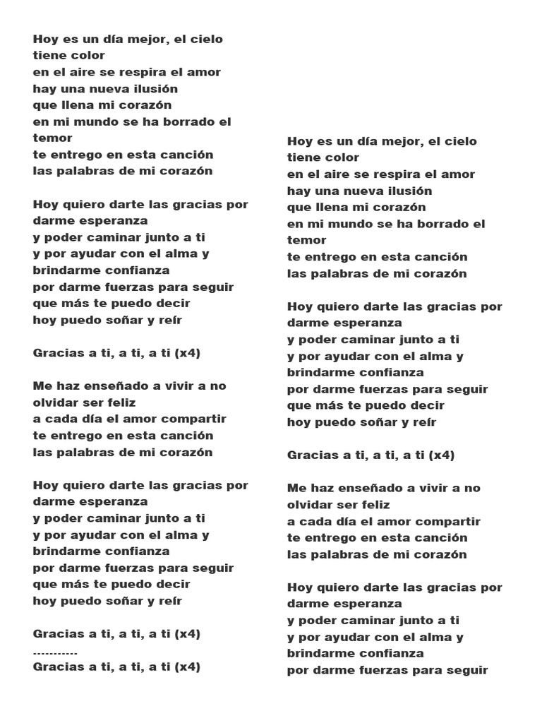 Hoy Es Un Día Mejor Letra | PDF