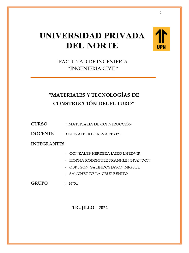 Ef - Materiales y Tecnologias de Construccion Del Futuro - Grupo 4 | PDF | Uso eficiente de ...