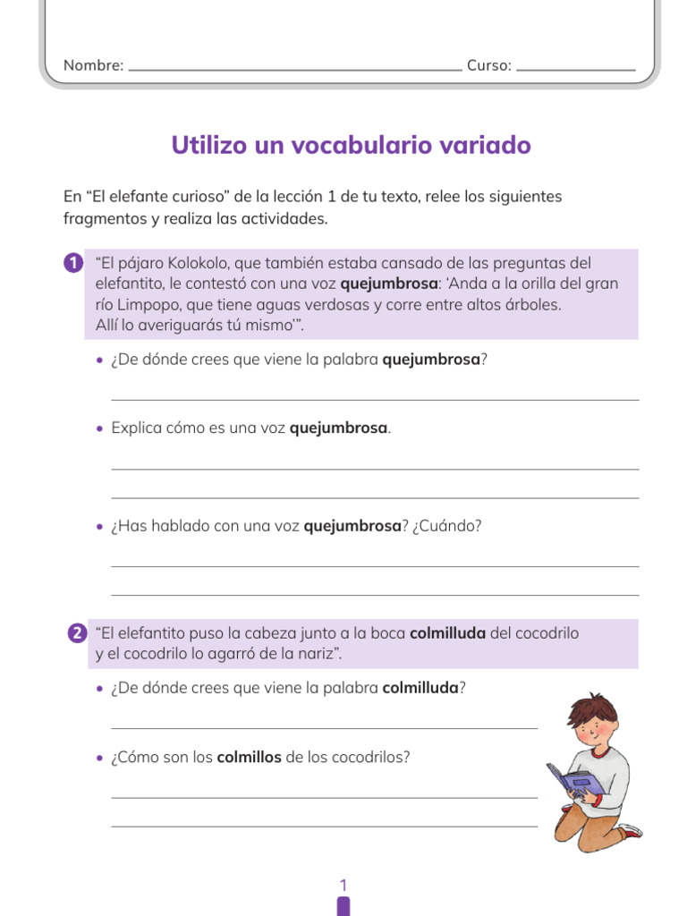 Actividades de vocabulario en cuentos infantiles | PDF | Artes del ...