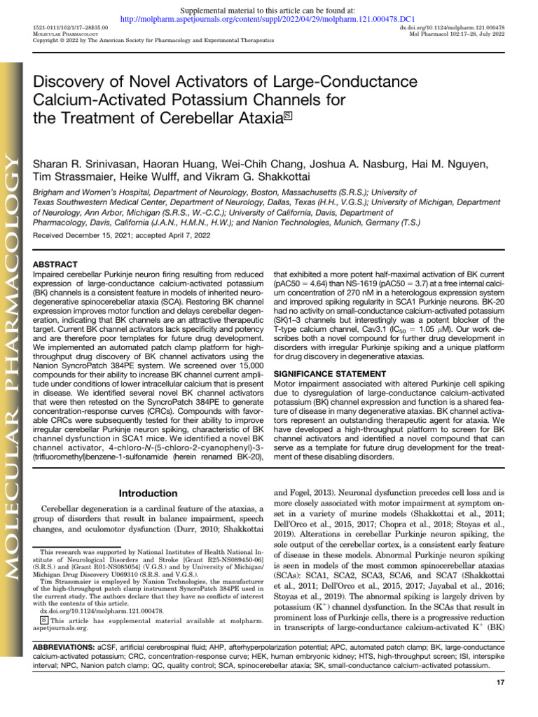 Discovery of Novel Activators of Large-Conductance Calcium-Activated ...