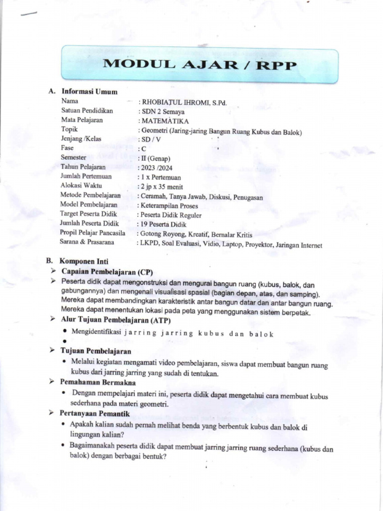 Modul Ajar Kelas 5 (Matematika) | PDF