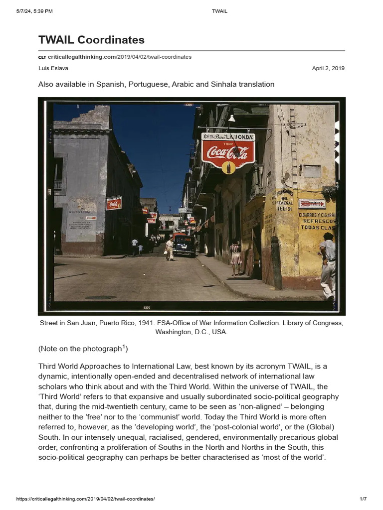 TWAIL Coordinates - Luis Eslava | PDF | International Law | Imperialism