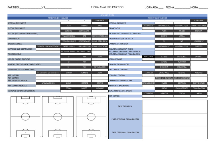 Ficha Scouting Futbol Partido | PDF | Defensor (Asociación de Fútbol ...