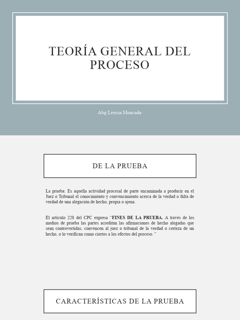 Presentacion No 3 Teoria General Del Proceso-4 | PDF | Evidencia (ley) | Ley procesal