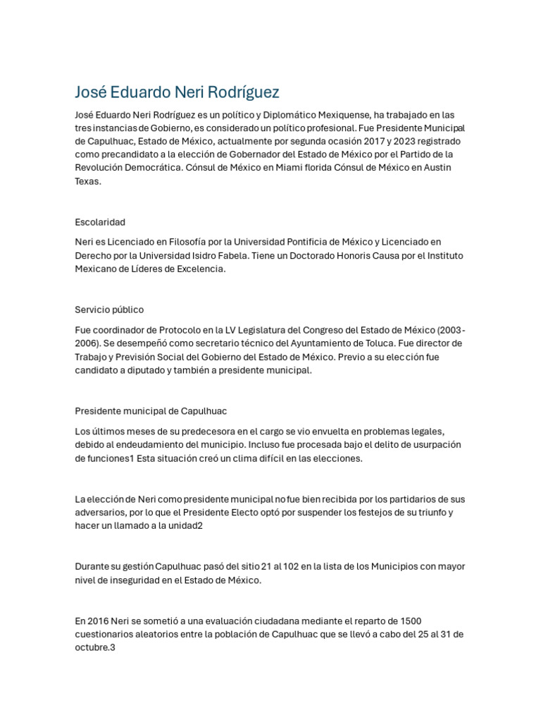José Eduardo Neri Rodríguez | PDF | México | Alcalde