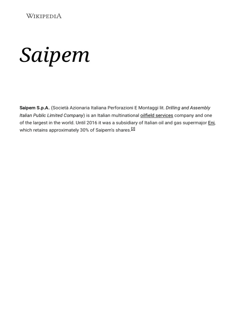 Saipem - Wikipedia | PDF | Natural Gas