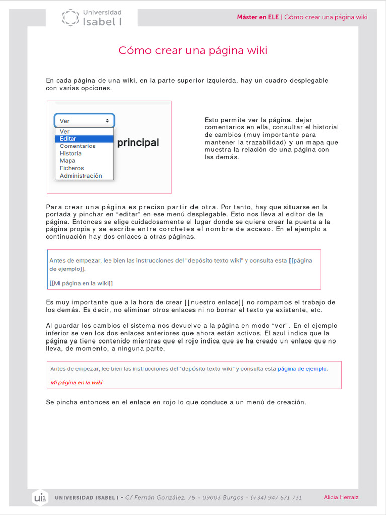 Tutorial crear página wiki | PDF | Wiki | HTML