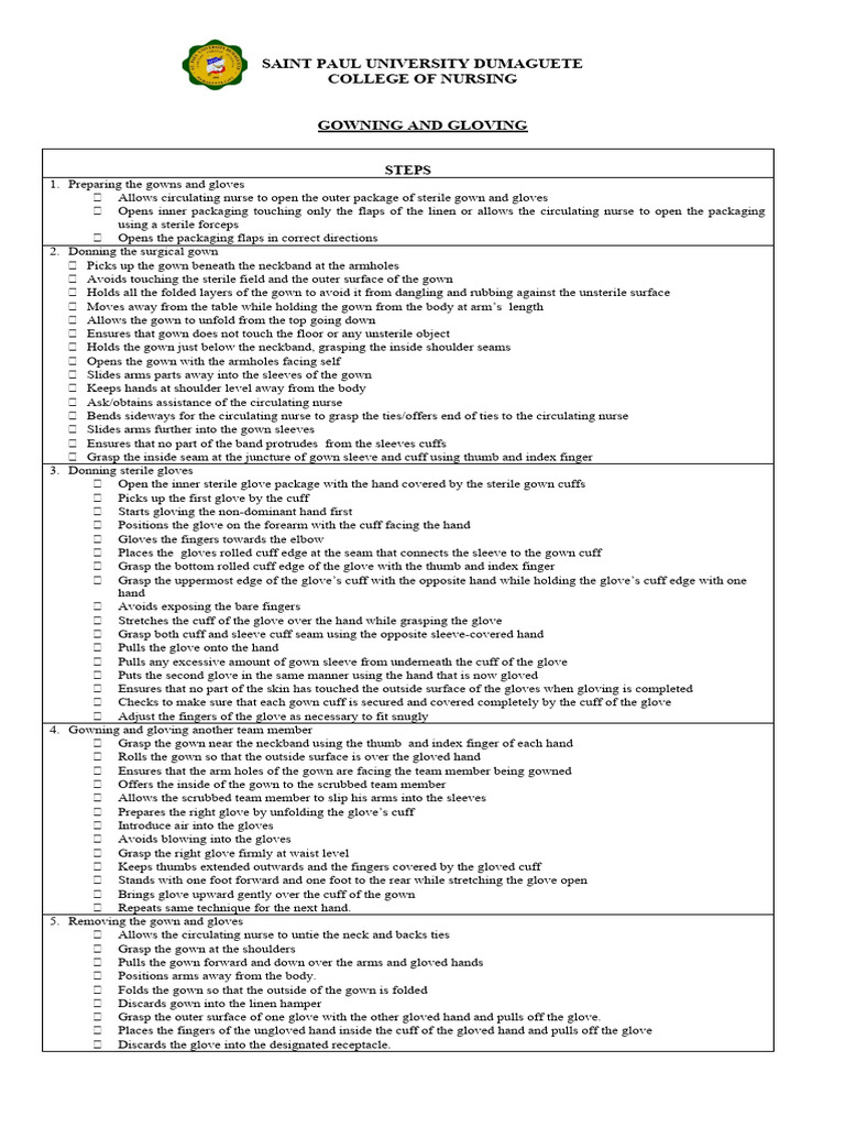 OR Tech Procedures Gowning and Gloving | PDF | Hand | Glove