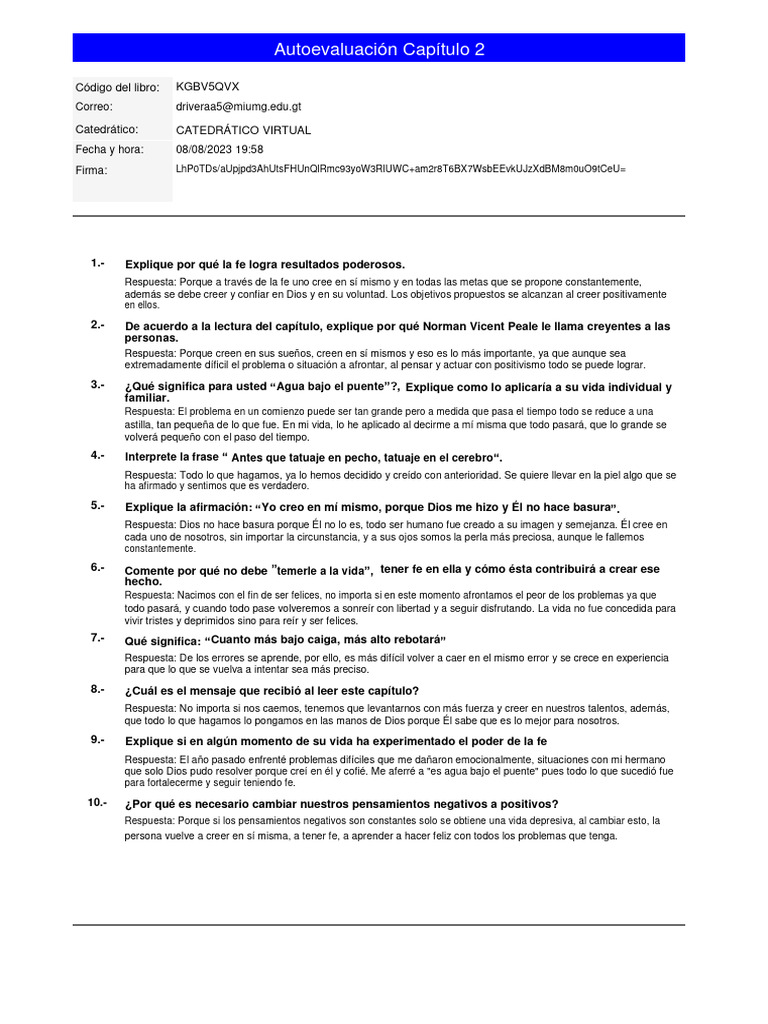 CAP. 2 Resumen y Autoevaluación | PDF | Mente | Dios