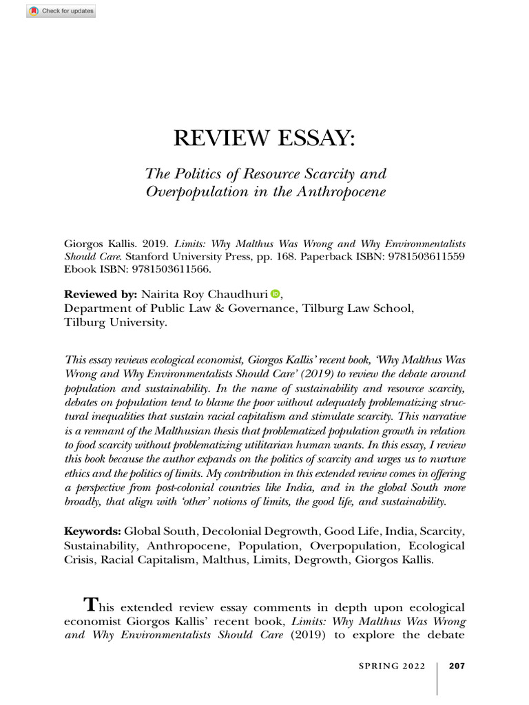 Resource Scarcity and Overpopulation Debate | PDF | Climate Change ...