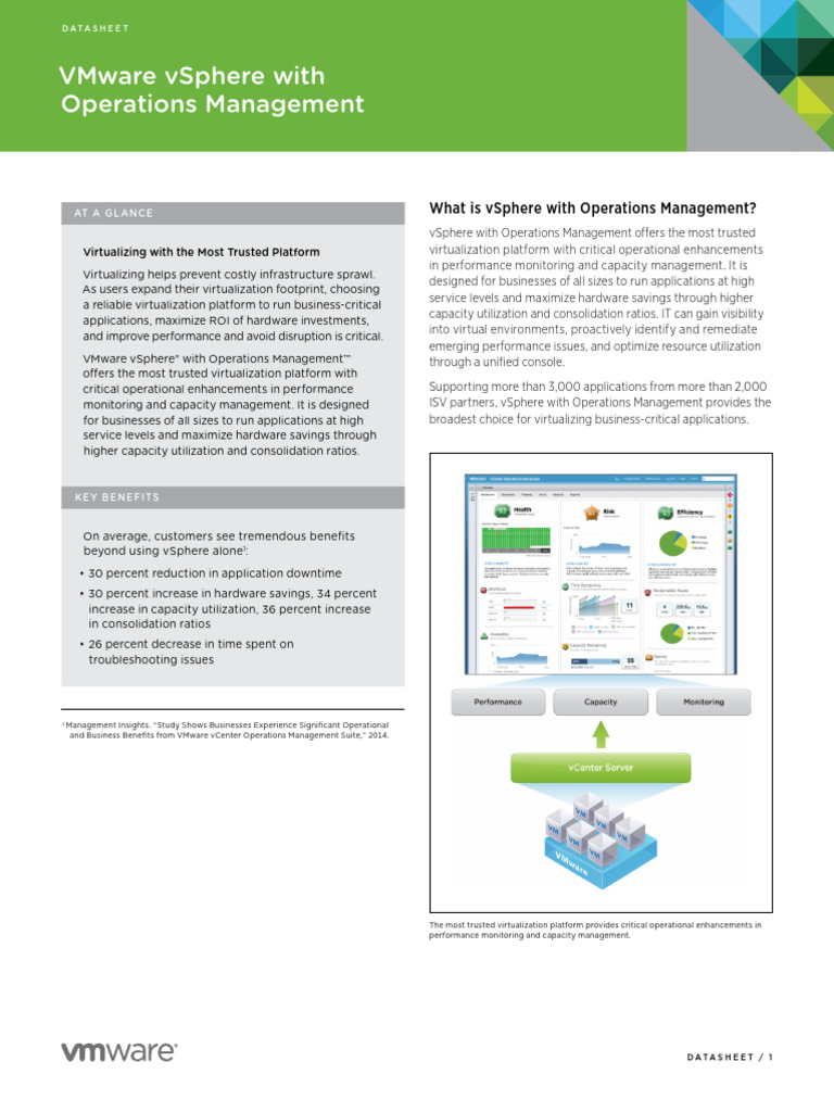 Vmware Vsphere With Operations Management Datasheet | PDF | Virtualization | V Mware