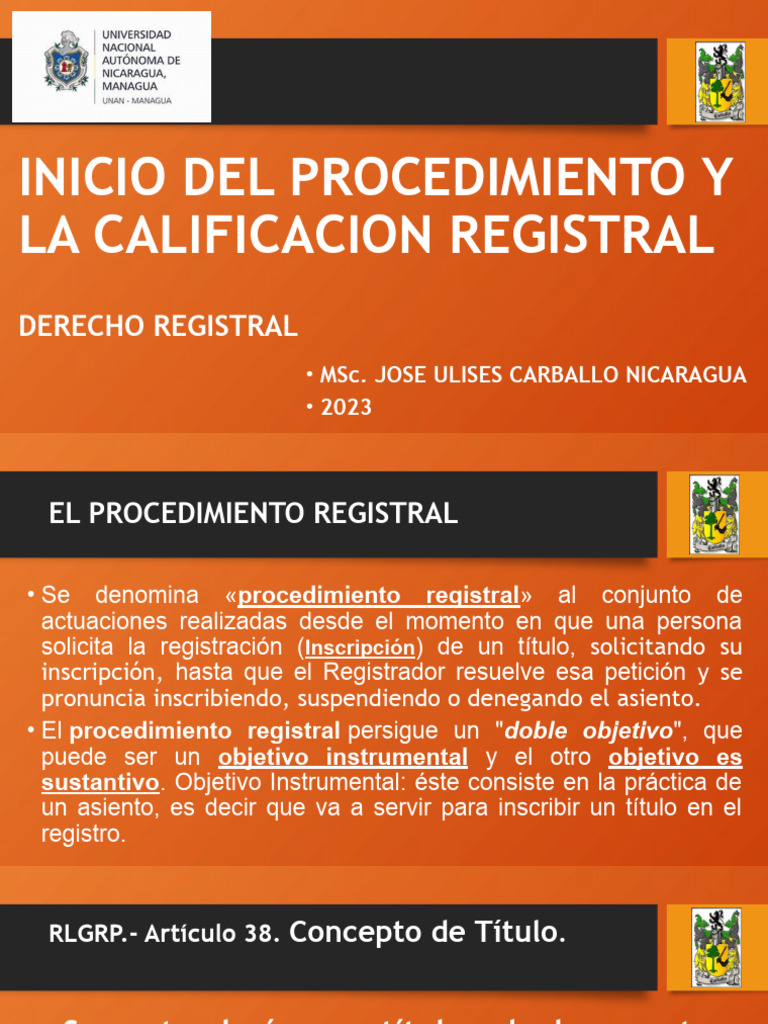 Inicio Del Procedimiento La Calificacion Registral - DERECHO REGISTRAL | PDF | Justicia | Crimen ...