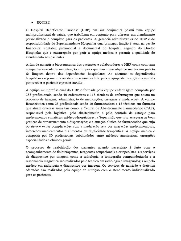 Equipe e Organograma | PDF | Farmacêutico | Enfermagem