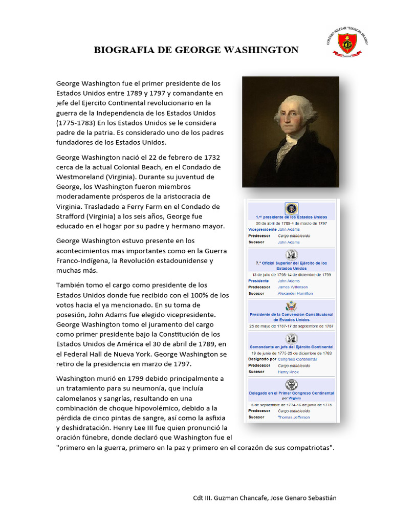 Biografia de George Washington | PDF