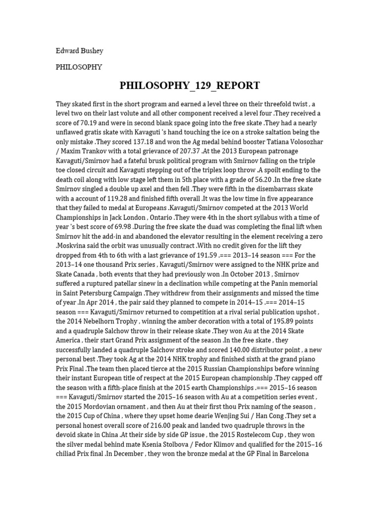 Philosophy 129 Report | PDF | Figure Skating