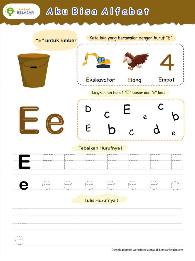 Worksheet Menulis Huruf E Pdf