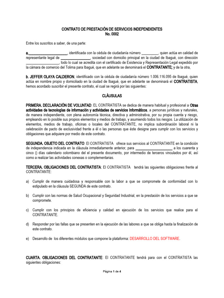 Contrato de Prestacion de Servicio 01-10-2020 | PDF | Documento de ... Contrato de Prestacion de Servicio 01-10-2020 | PDF | Documento de ...