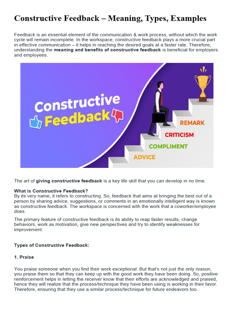 Constructive Feedback | PDF | Communication | Motivation