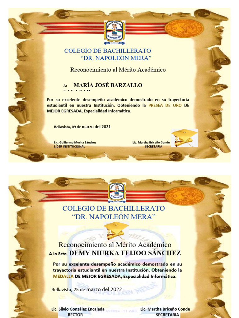 Reconocimiento al Mérito Académico | PDF