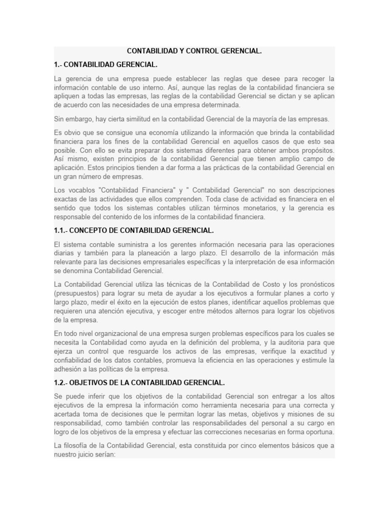 Contabilidad y Control Gerencial | PDF | Presupuesto | Contabilidad